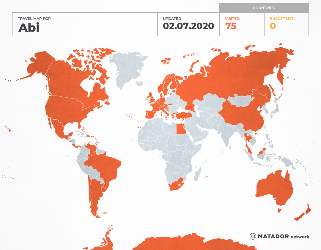 Abi’s Travel Map – Matador Network