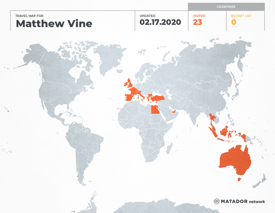 Matthew Vine’s Travel Map – Matador Network