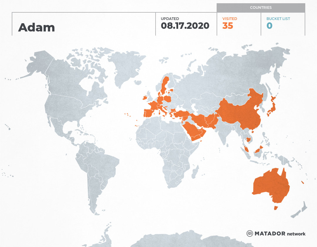 Adam’s Travel Map – Matador Network