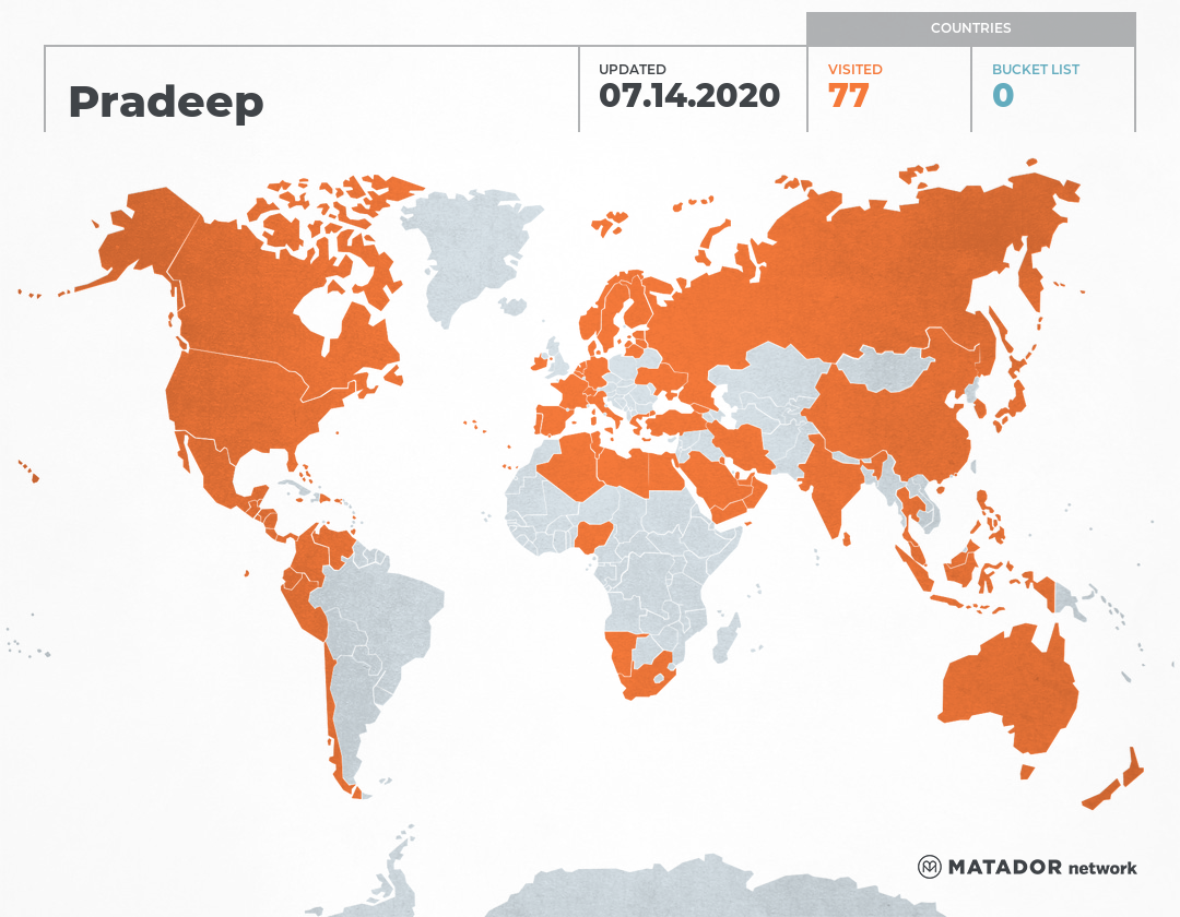 Pradeep’s Travel Map – Matador Network