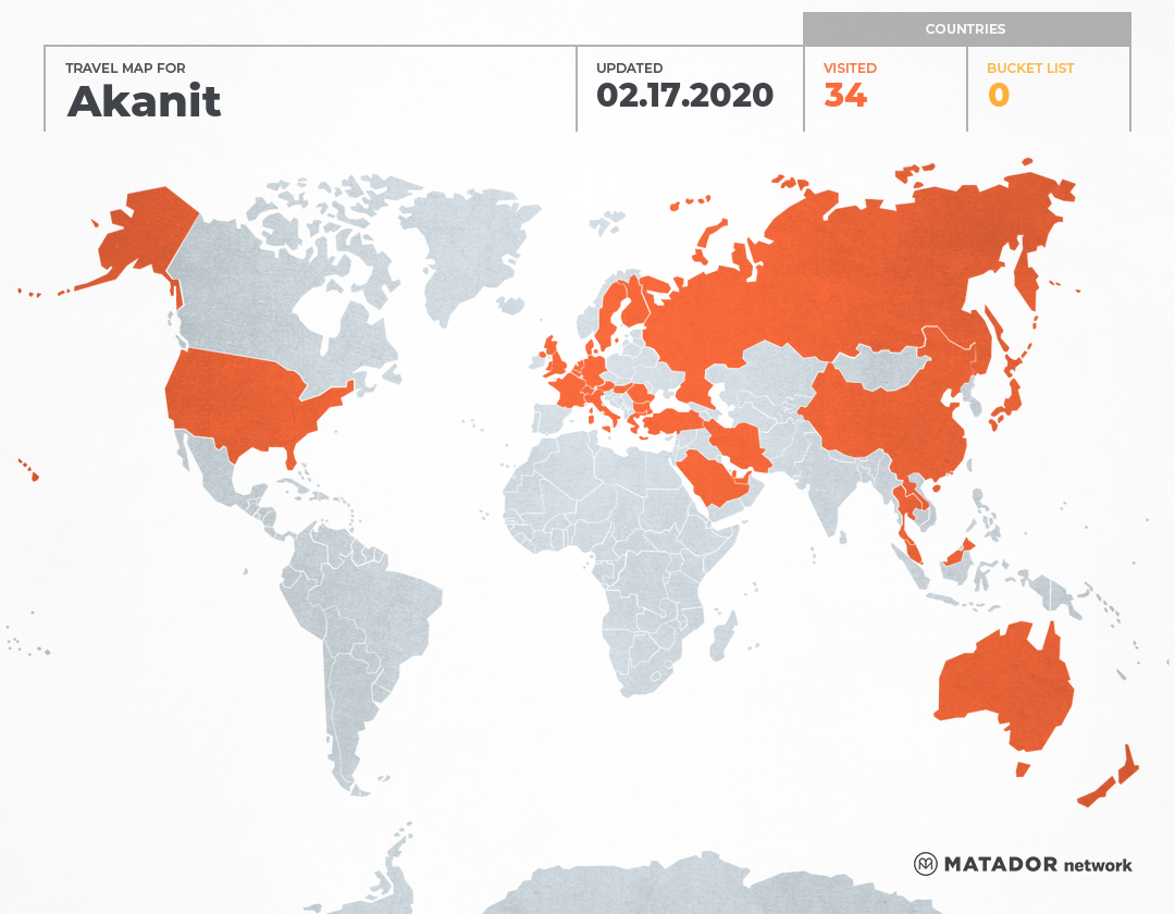 Akanit’s Travel Map – Matador Network