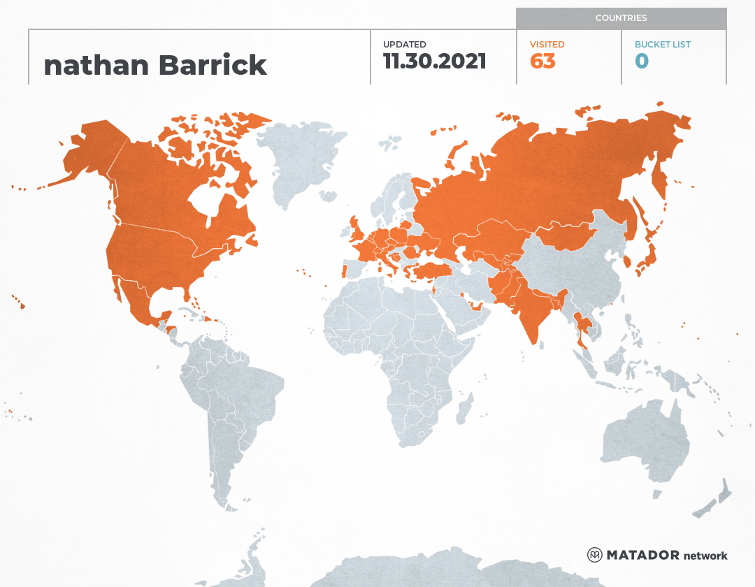 Nathan Barrick’s Travel Map – Matador Network