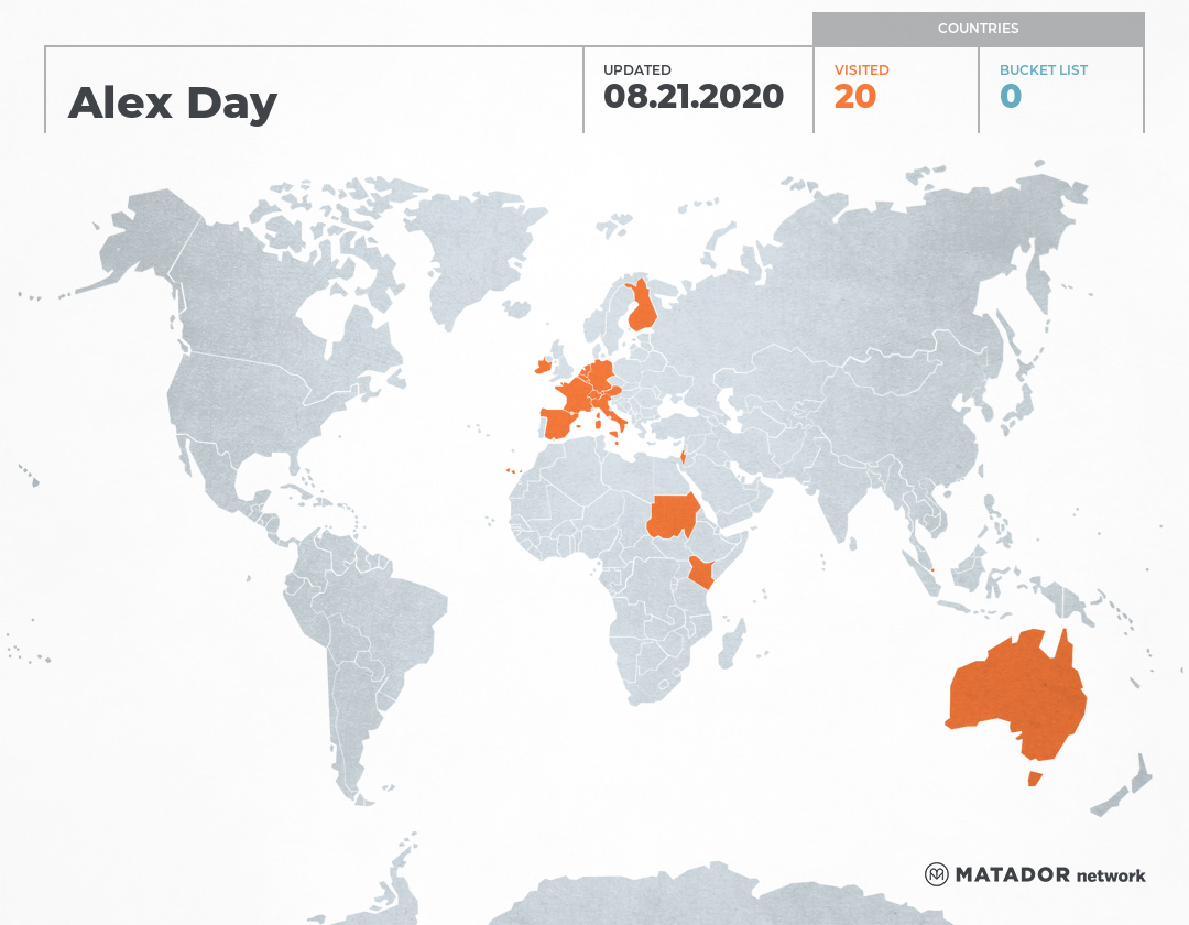 Alex Day’s Travel Map – Matador Network