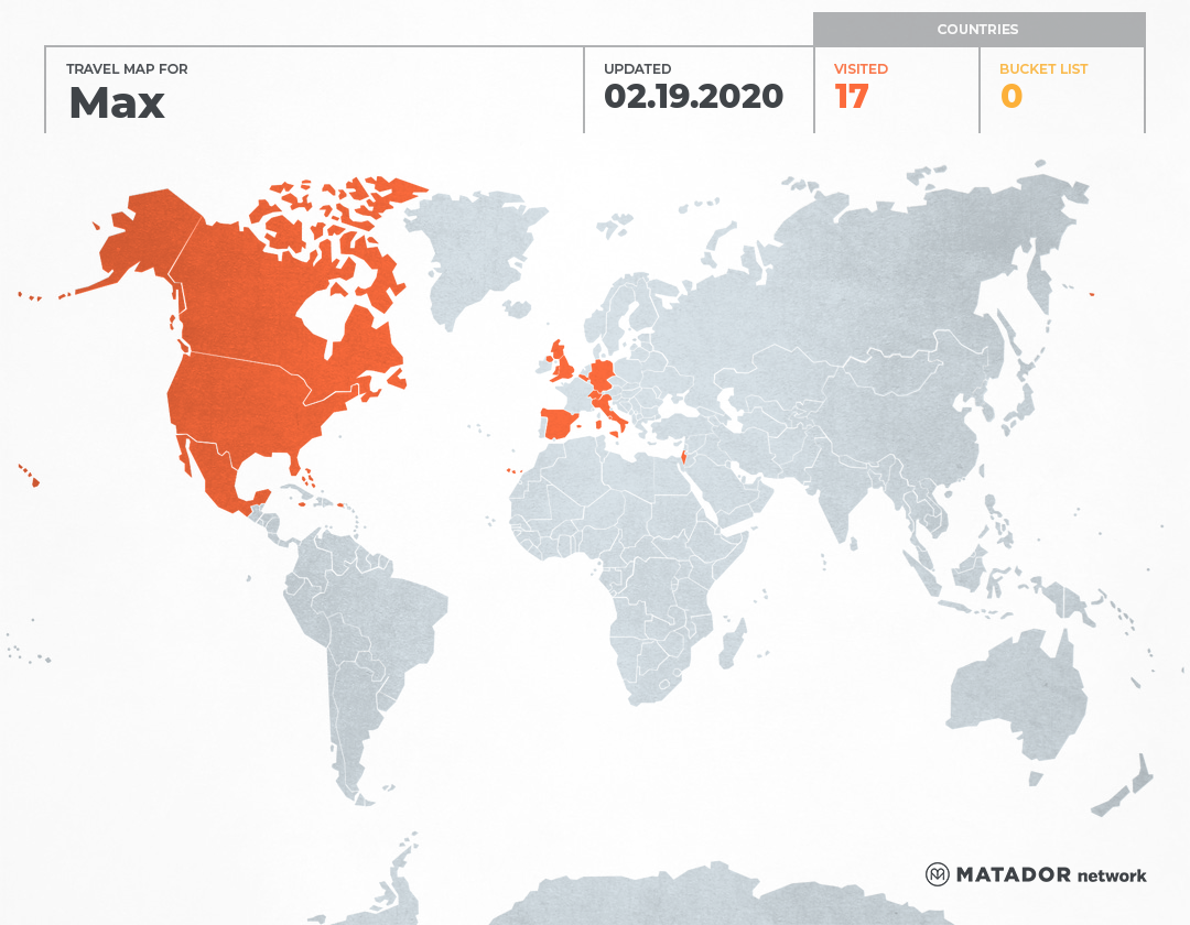 Max’s Travel Map – Matador Network