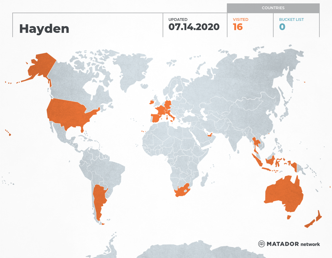 Hayden’s Travel Map – Matador Network