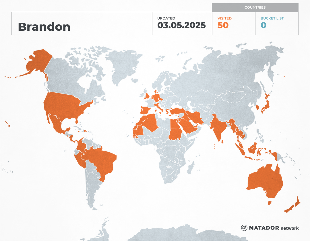 Brandon’s Travel Map – Matador Network