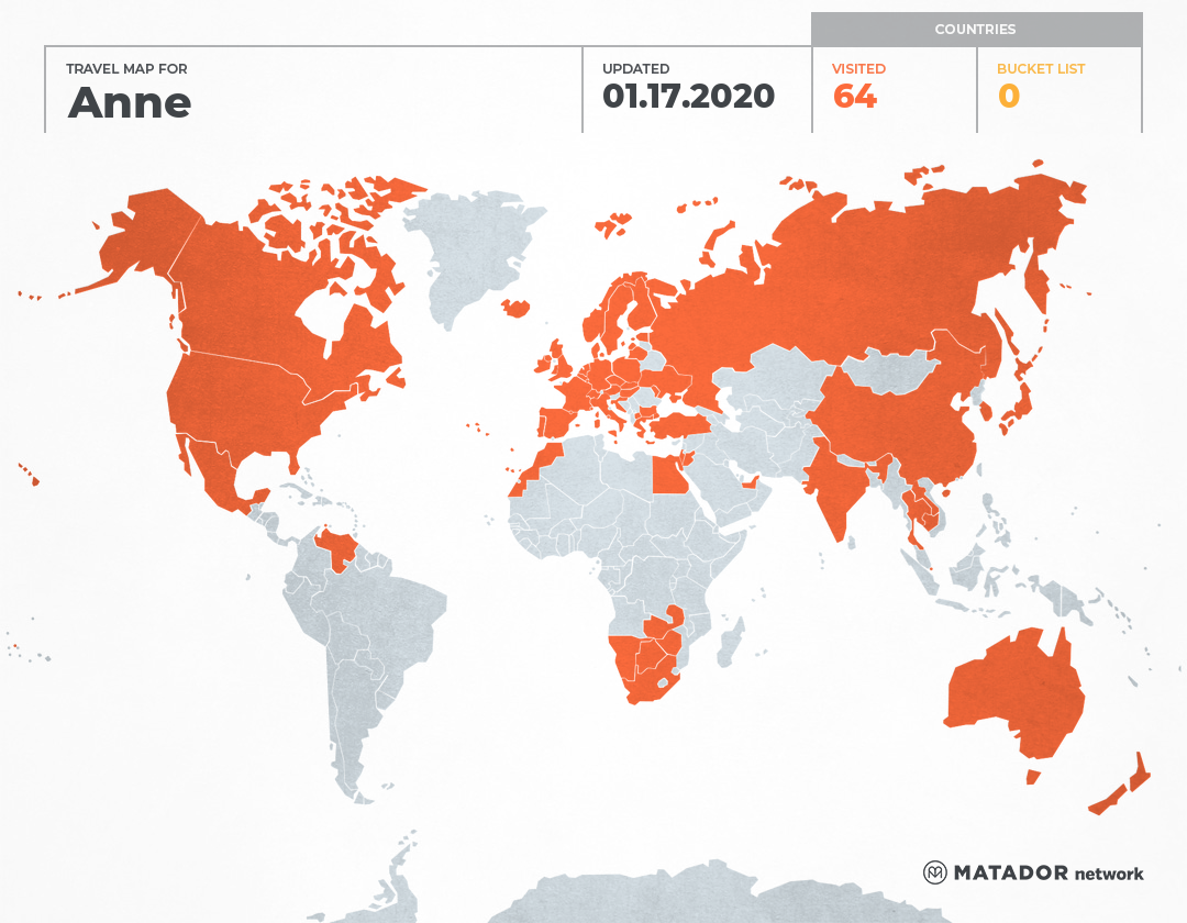 Anne’s Travel Map – Matador Network
