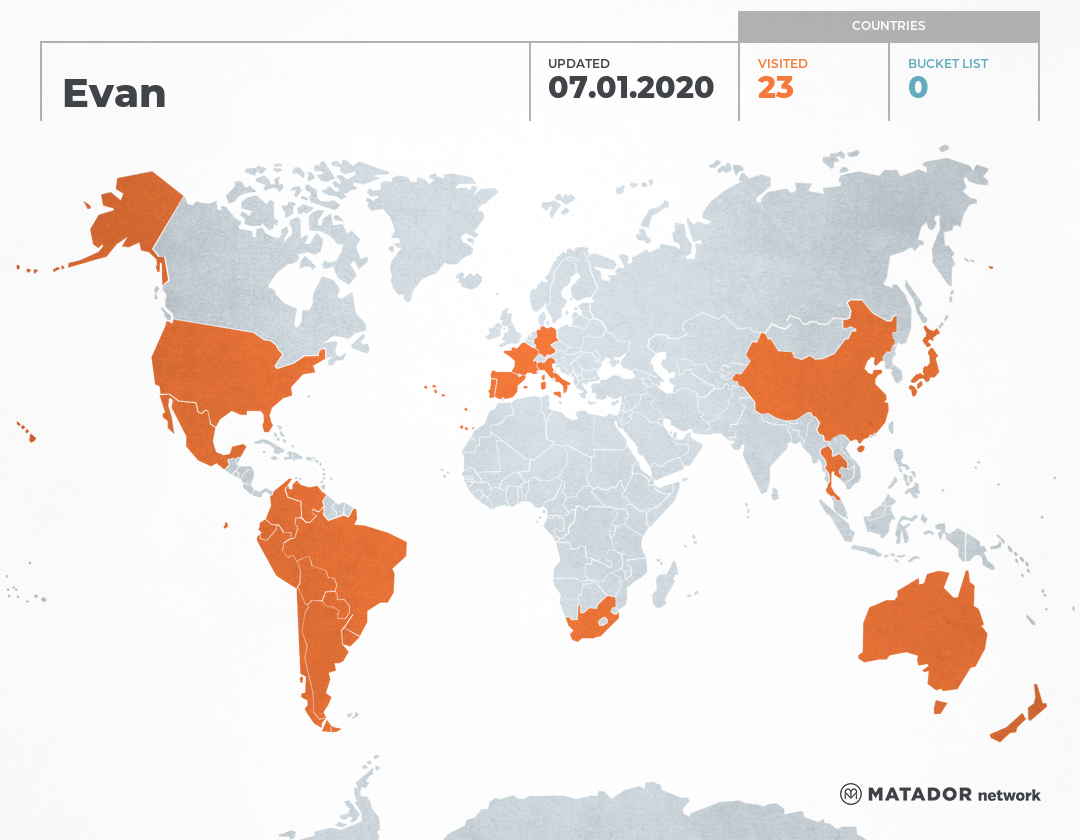 Evan’s Travel Map – Matador Network