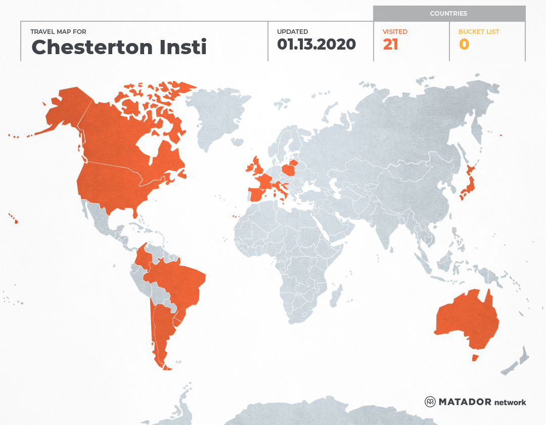 Chesterton Institute’s Travel Map – Matador Network