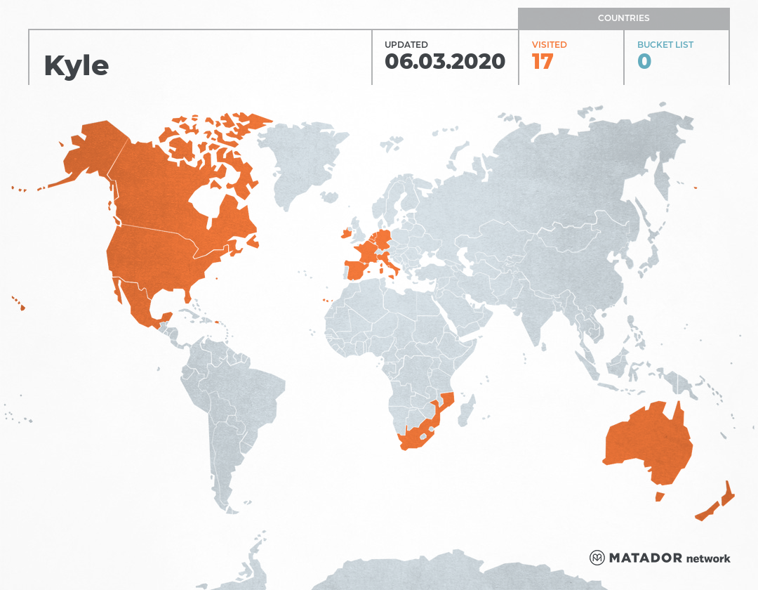 Kyle’s Travel Map – Matador Network