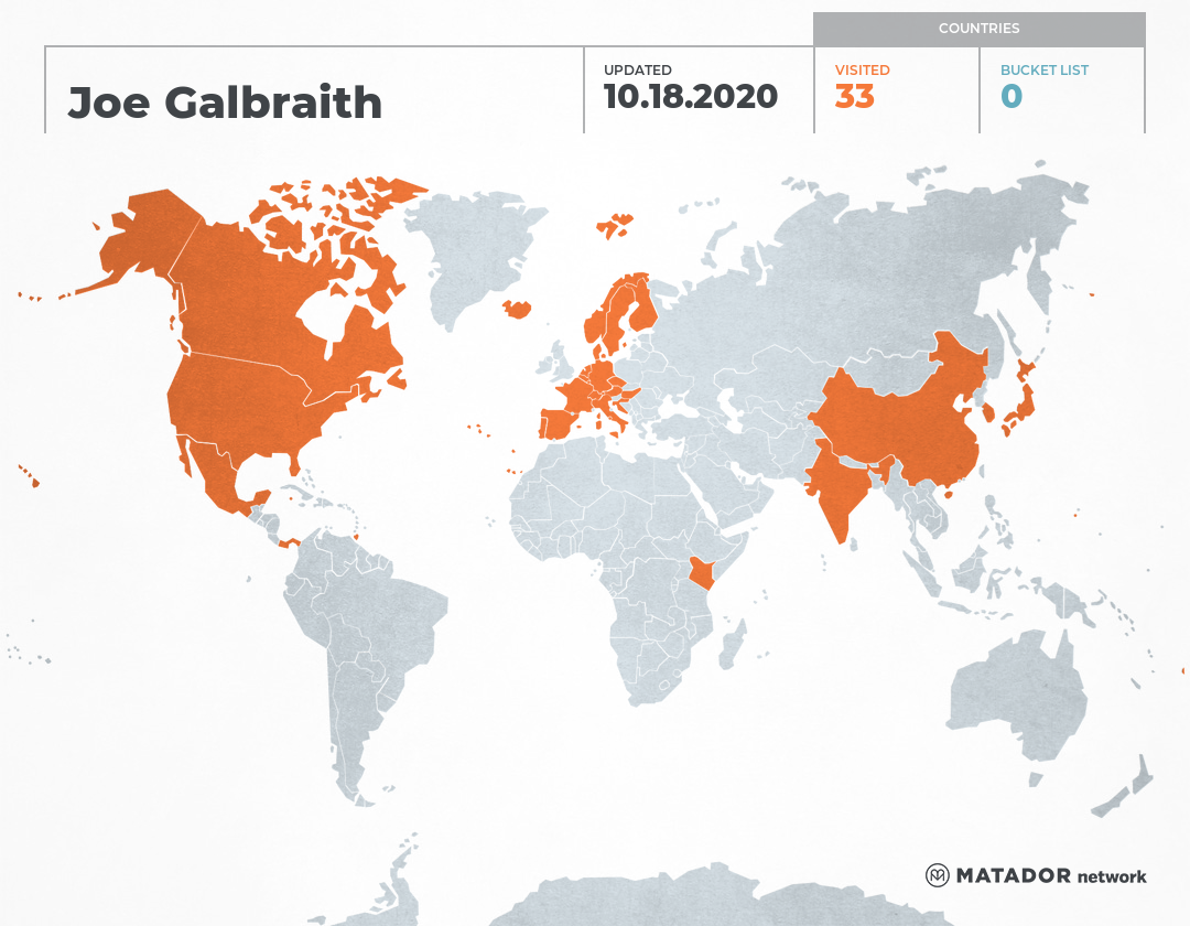Joe Galbraith’s Travel Map – Matador Network