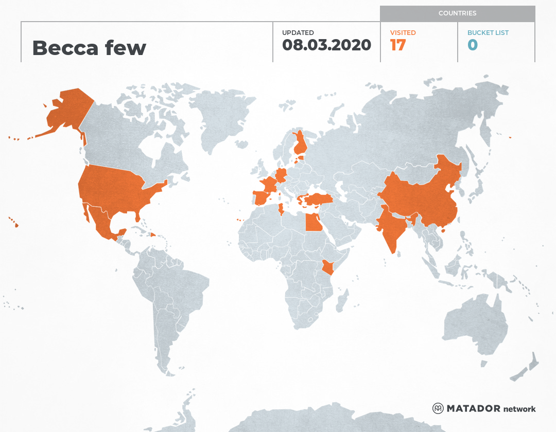 Becca Few’s Travel Map – Matador Network