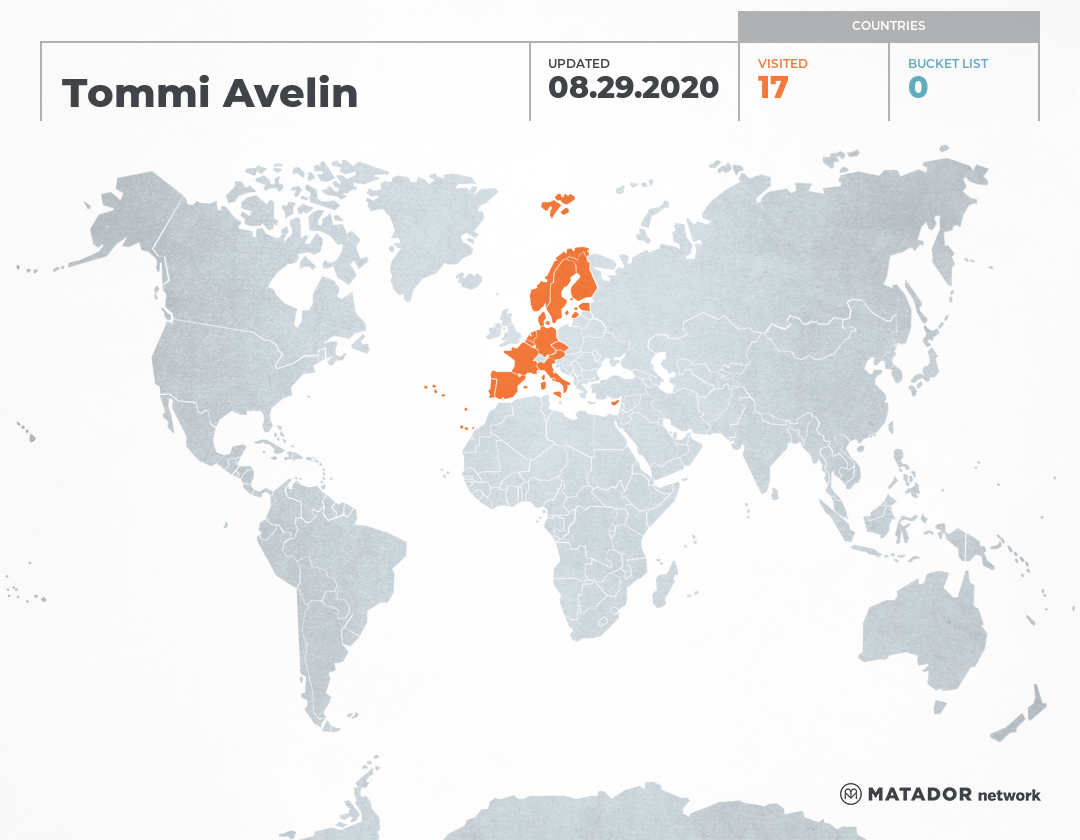 Tommi Avelin’s Travel Map – Matador Network