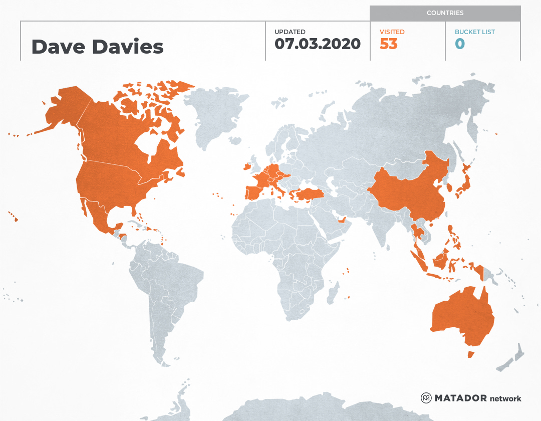 Dave Davies’s Travel Map – Matador Network