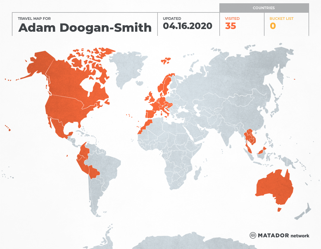 Adam Doogan-Smith’s Travel Map – Matador Network