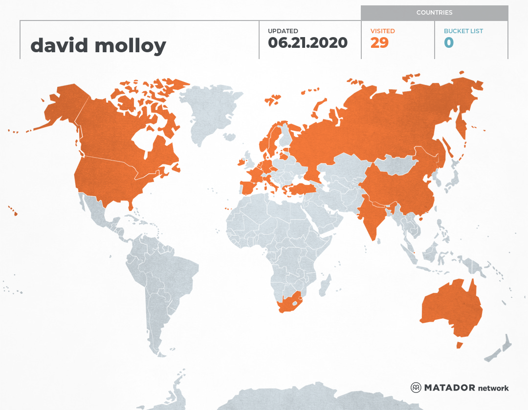 David Molloy’s Travel Map – Matador Network