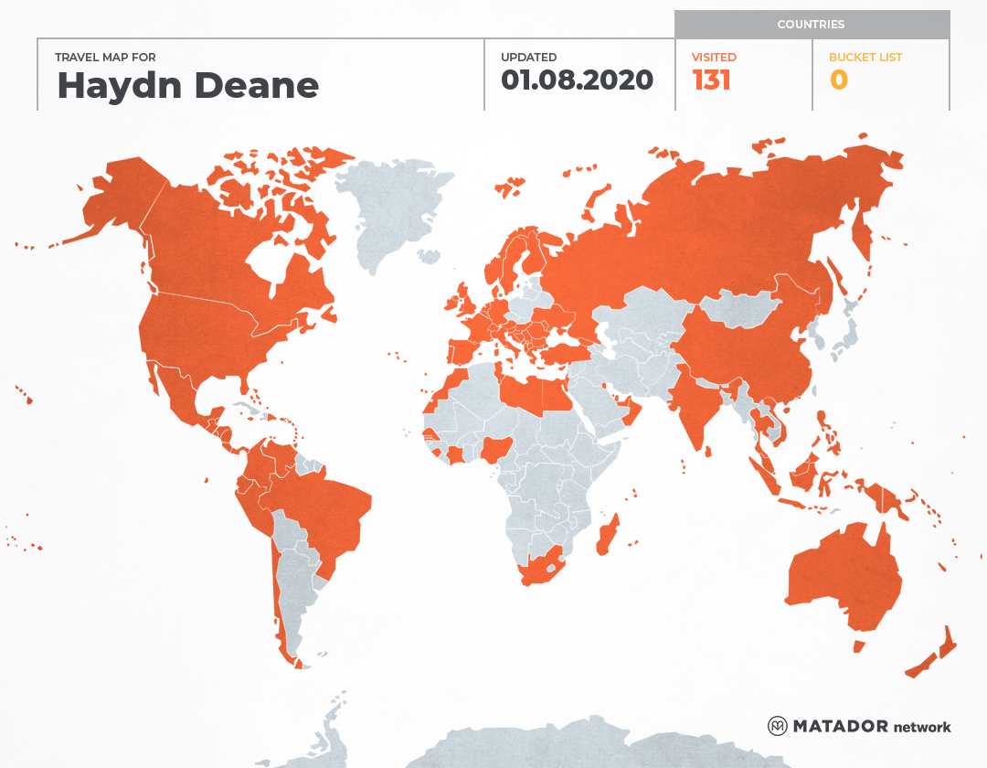 Haydn Deane’s Travel Map – Matador Network