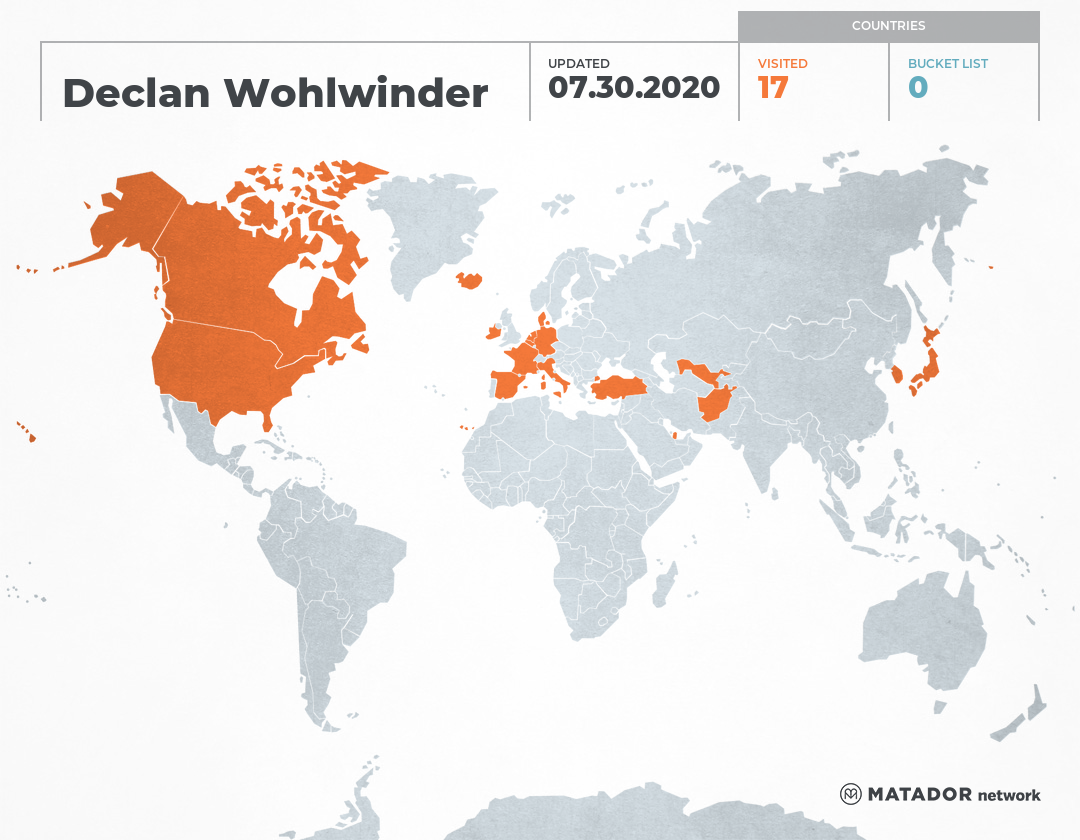 Declan Wohlwinder’s Travel Map – Matador Network