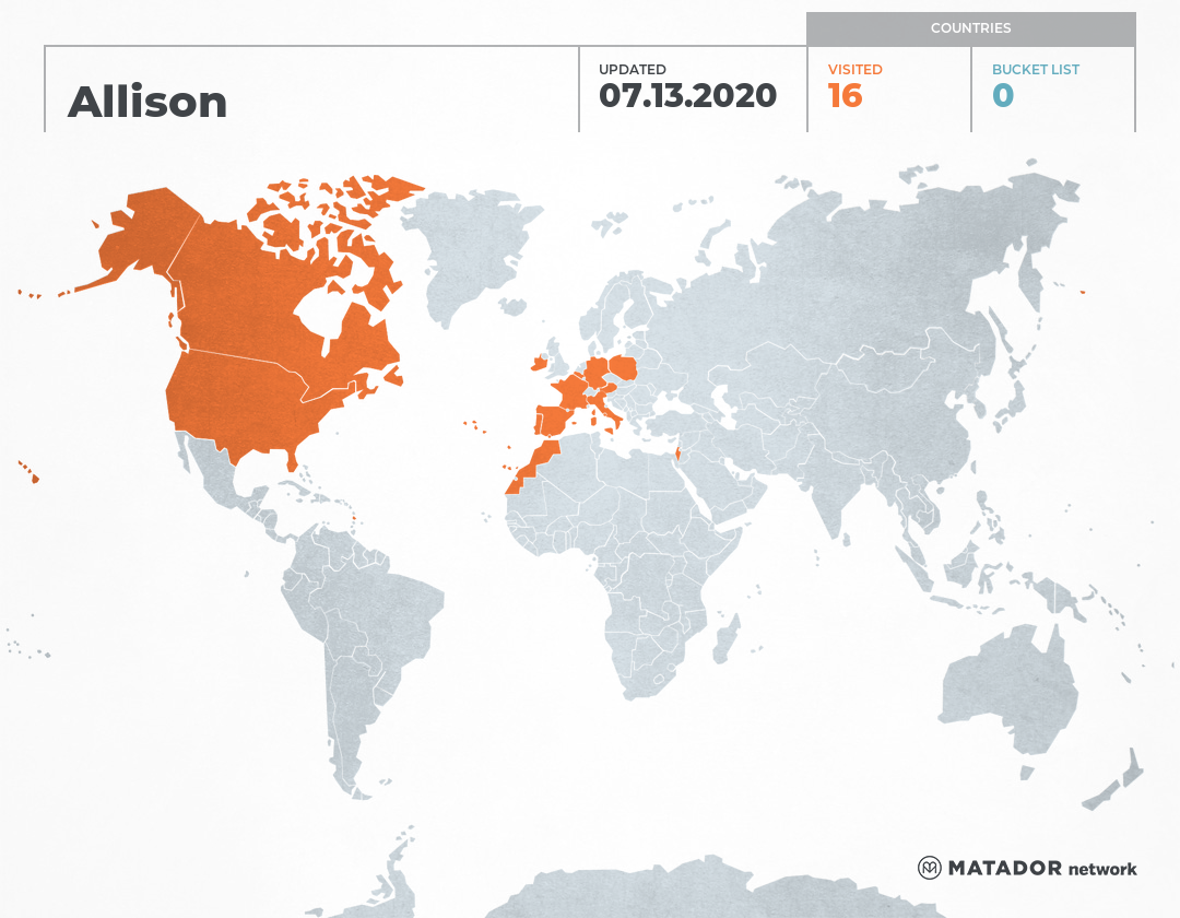Allison’s Travel Map – Matador Network
