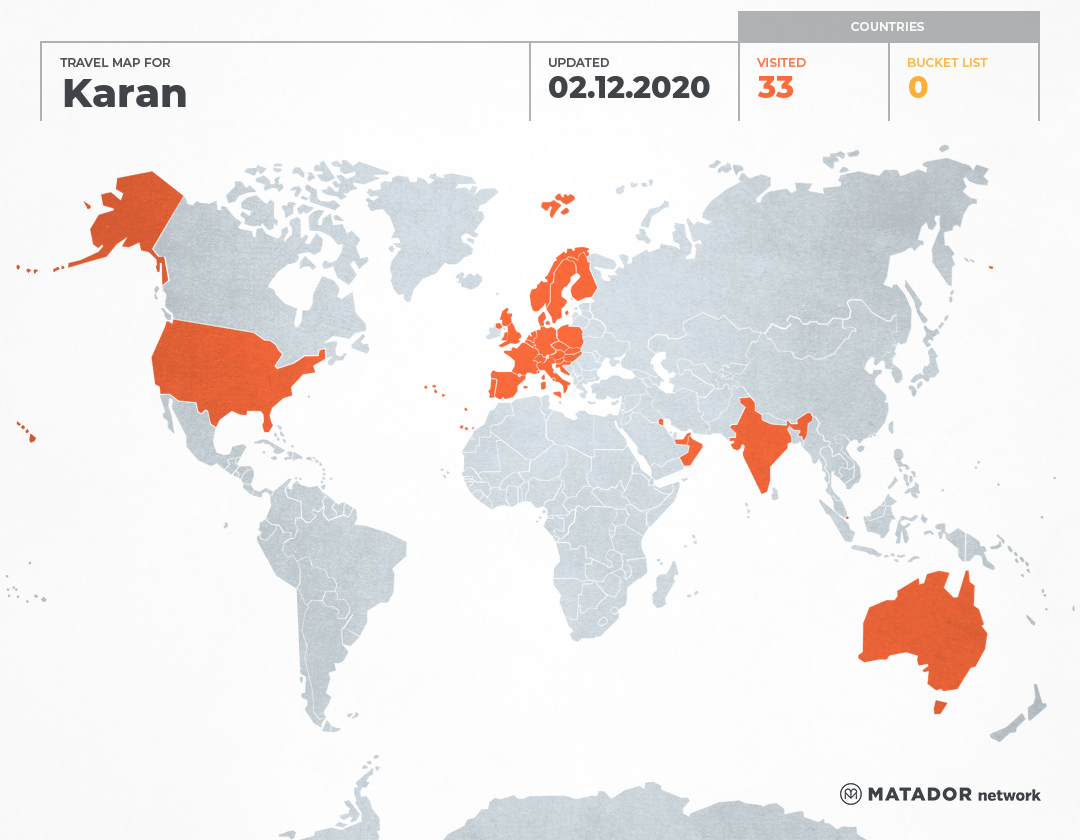 Karan’s Travel Map – Matador Network