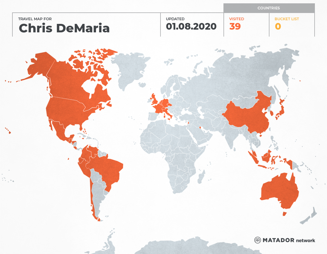 Chris DeMaria’s Travel Map – Matador Network