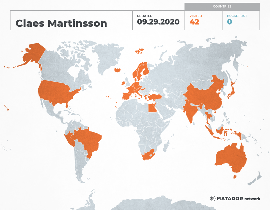 Claes Martinsson’s Travel Map – Matador Network
