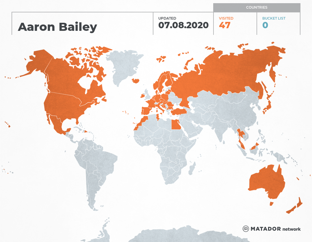 Aaron Bailey’s Travel Map – Matador Network