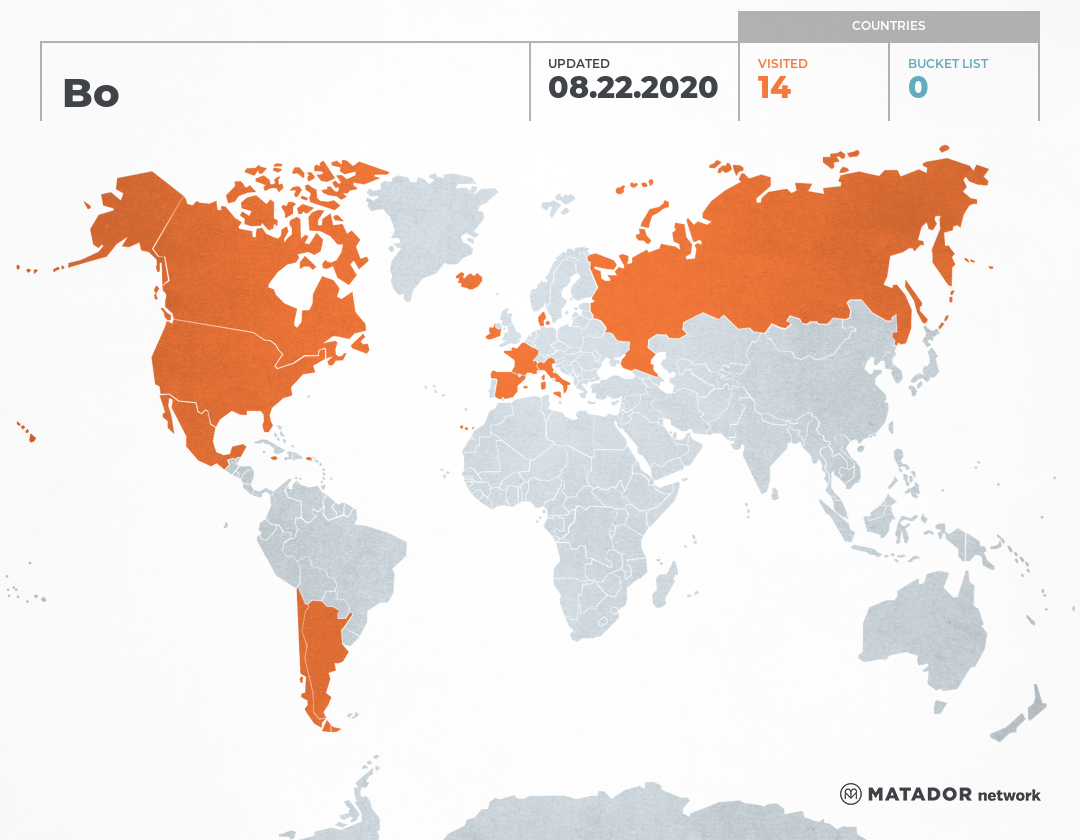 Bo’s Travel Map – Matador Network