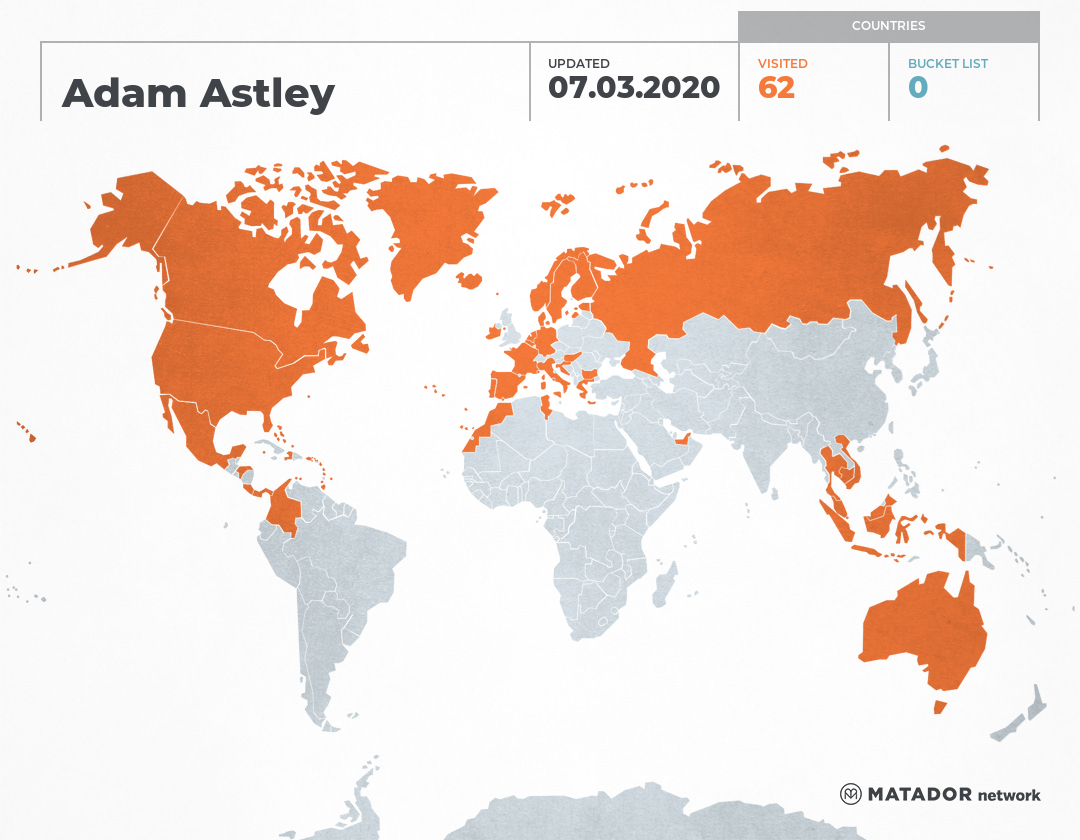 Adam Astley’s Travel Map – Matador Network