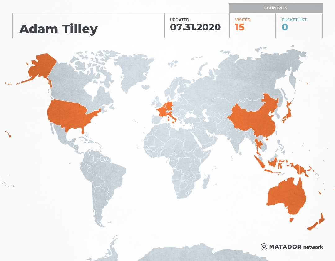 Adam Tilley’s Travel Map – Matador Network