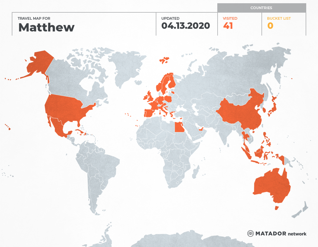 Matthew’s Travel Map – Matador Network