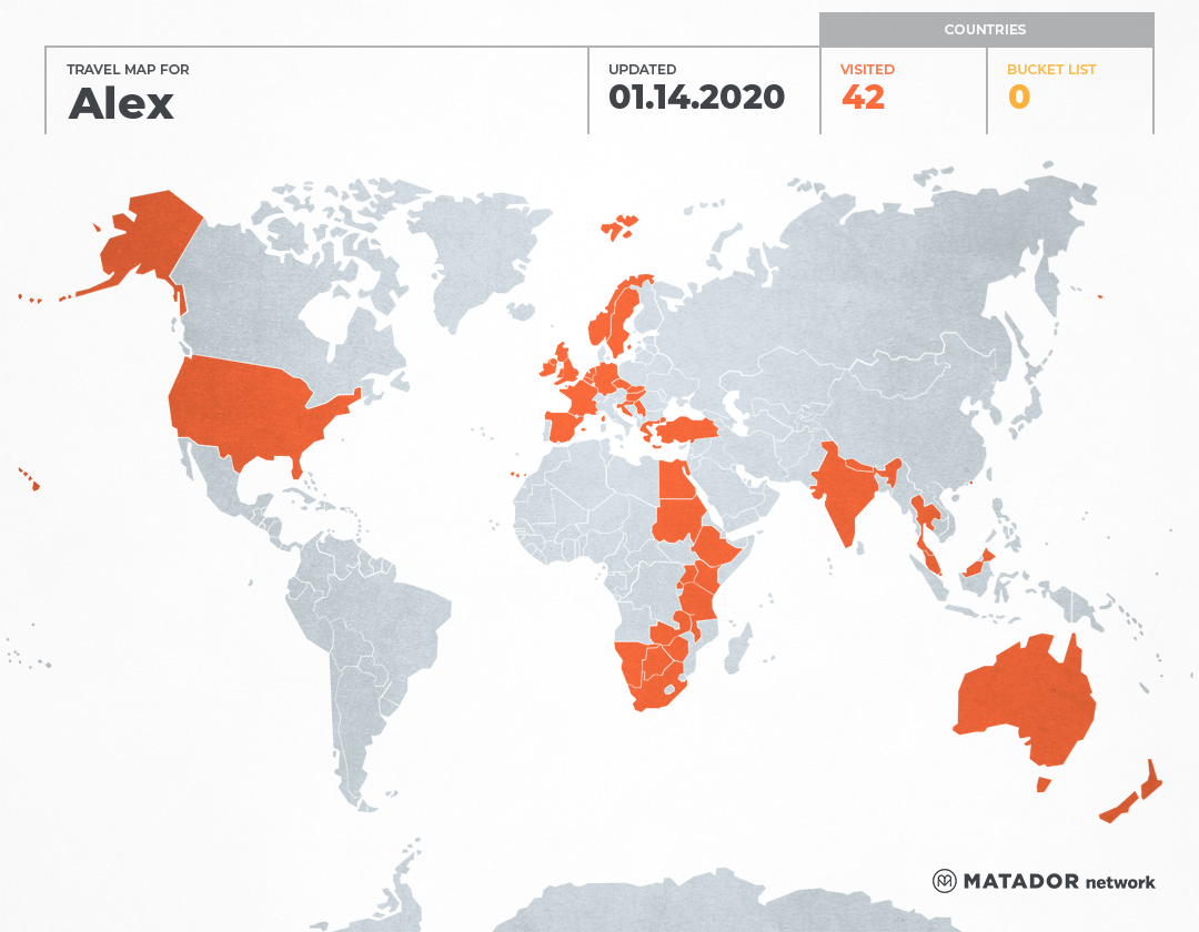 Alex’s Travel Map – Matador Network