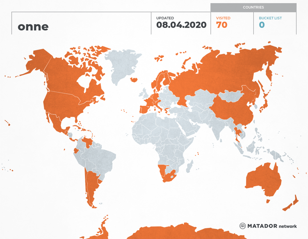 Onne’s Travel Map – Matador Network