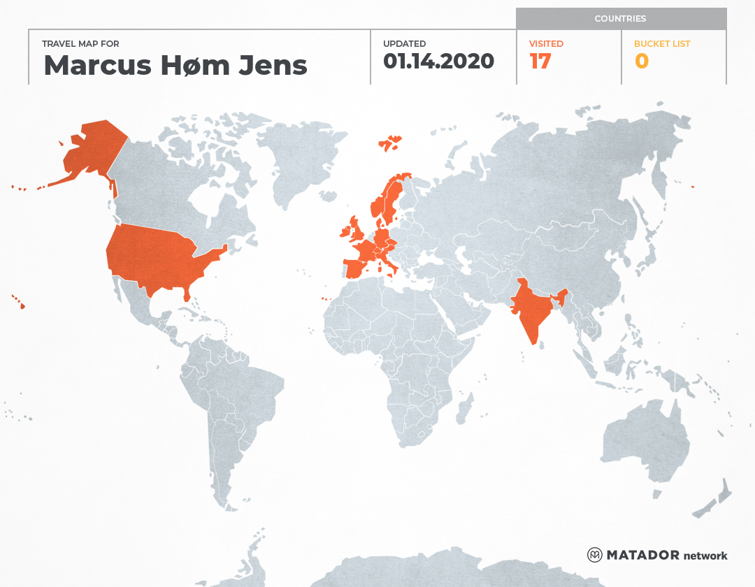 Marcus Høm Jensen’s Travel Map – Matador Network