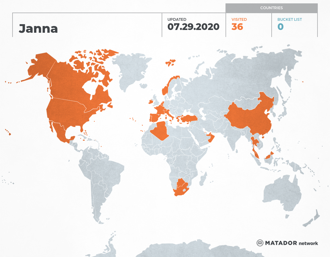 Janna’s Travel Map – Matador Network