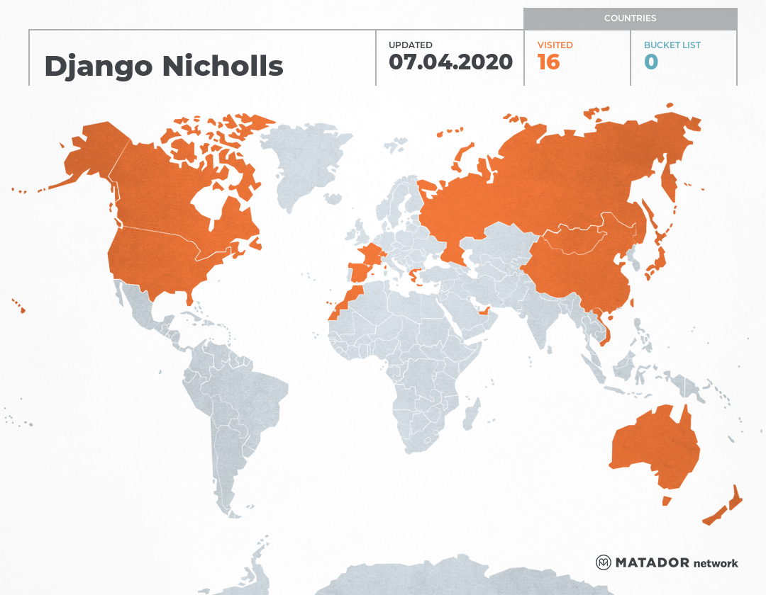 Django Nicholls’s Travel Map – Matador Network
