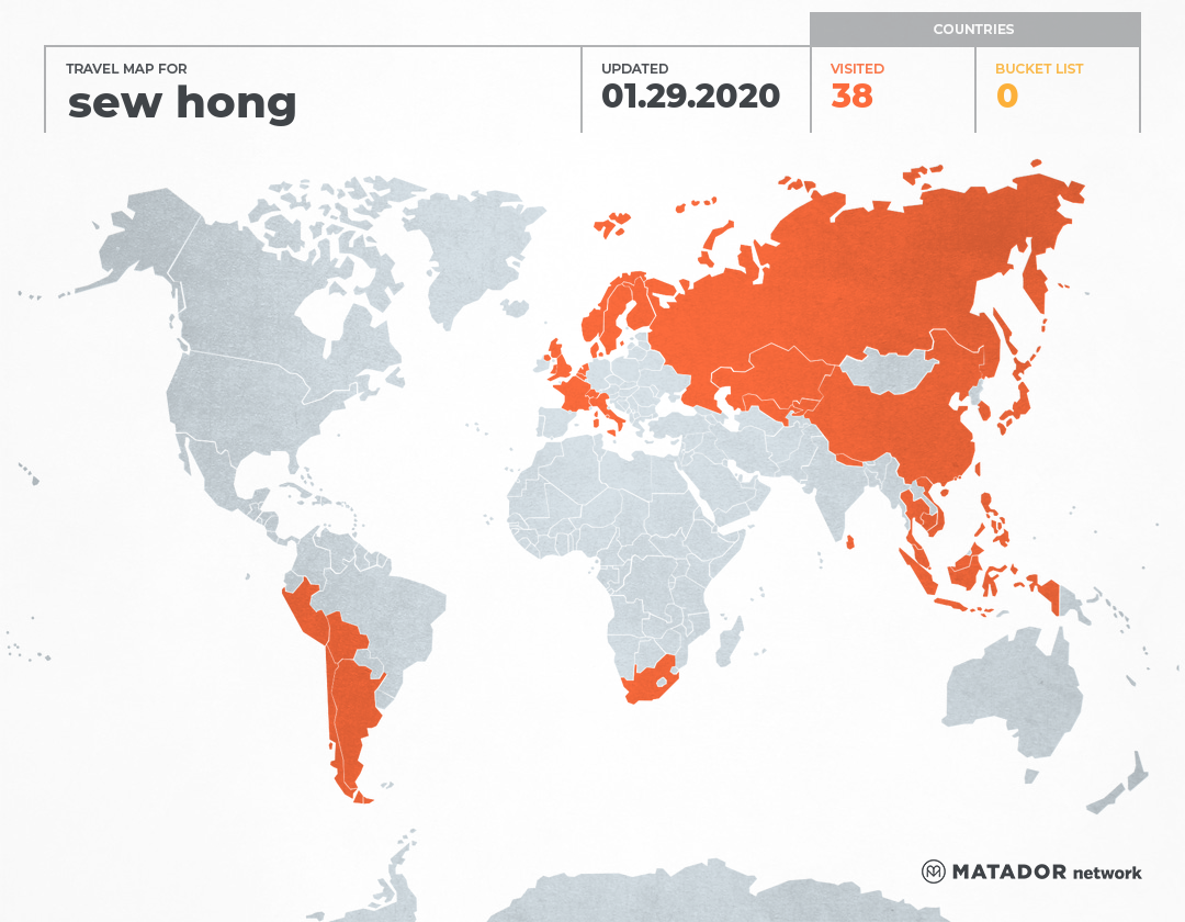 Sew Hong’s Travel Map – Matador Network
