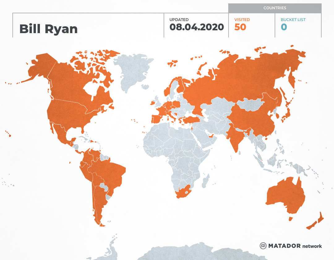 Bill Ryan’s Travel Map – Matador Network