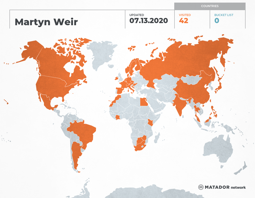 Martyn Weir’s Travel Map – Matador Network