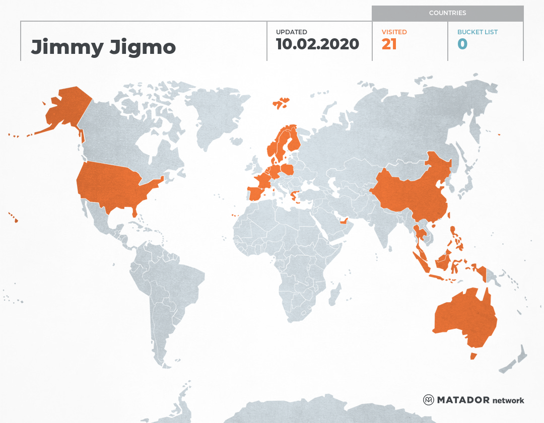 Jimmy Jigmo’s Travel Map – Matador Network