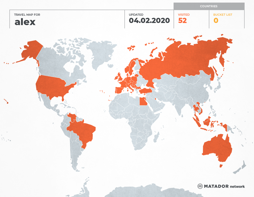 Alex’s Travel Map – Matador Network