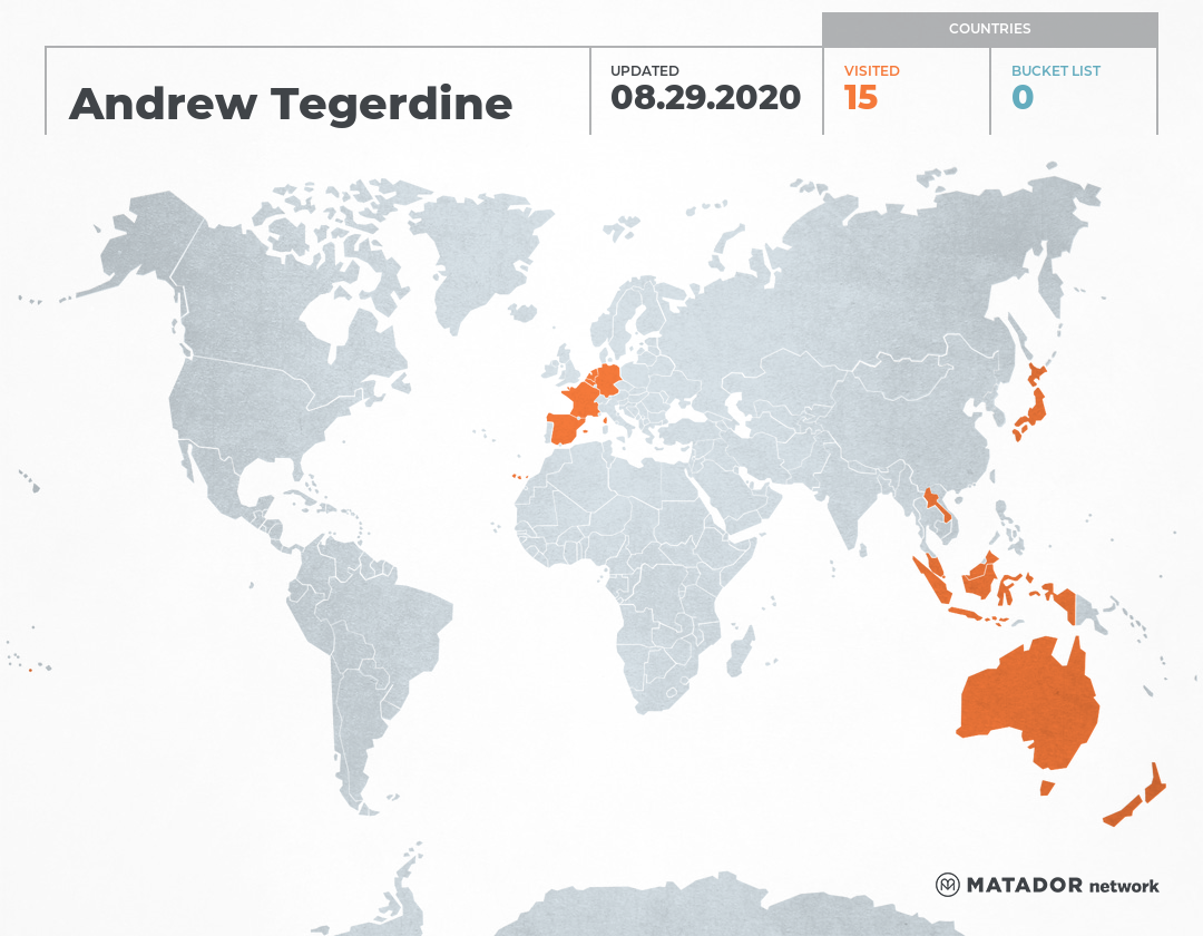Andrew Tegerdine’s Travel Map – Matador Network