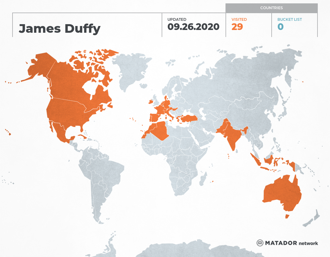 James Duffy’s Travel Map – Matador Network