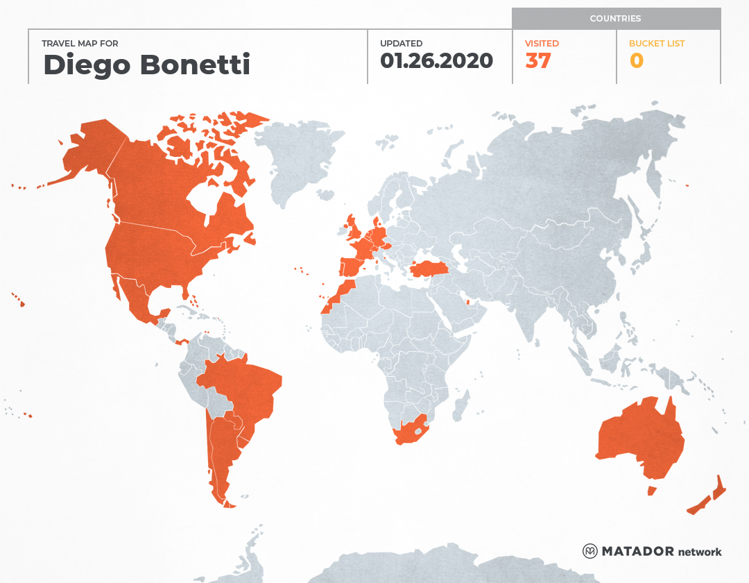 Diego Bonetti’s Travel Map – Matador Network