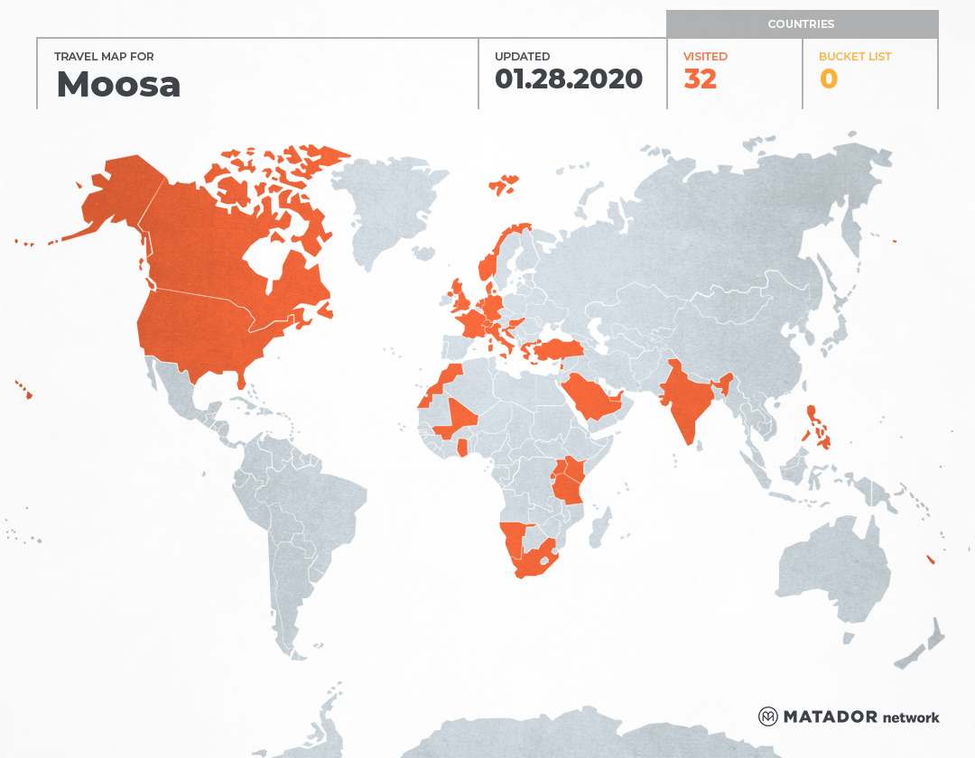 Moosa’s Travel Map – Matador Network