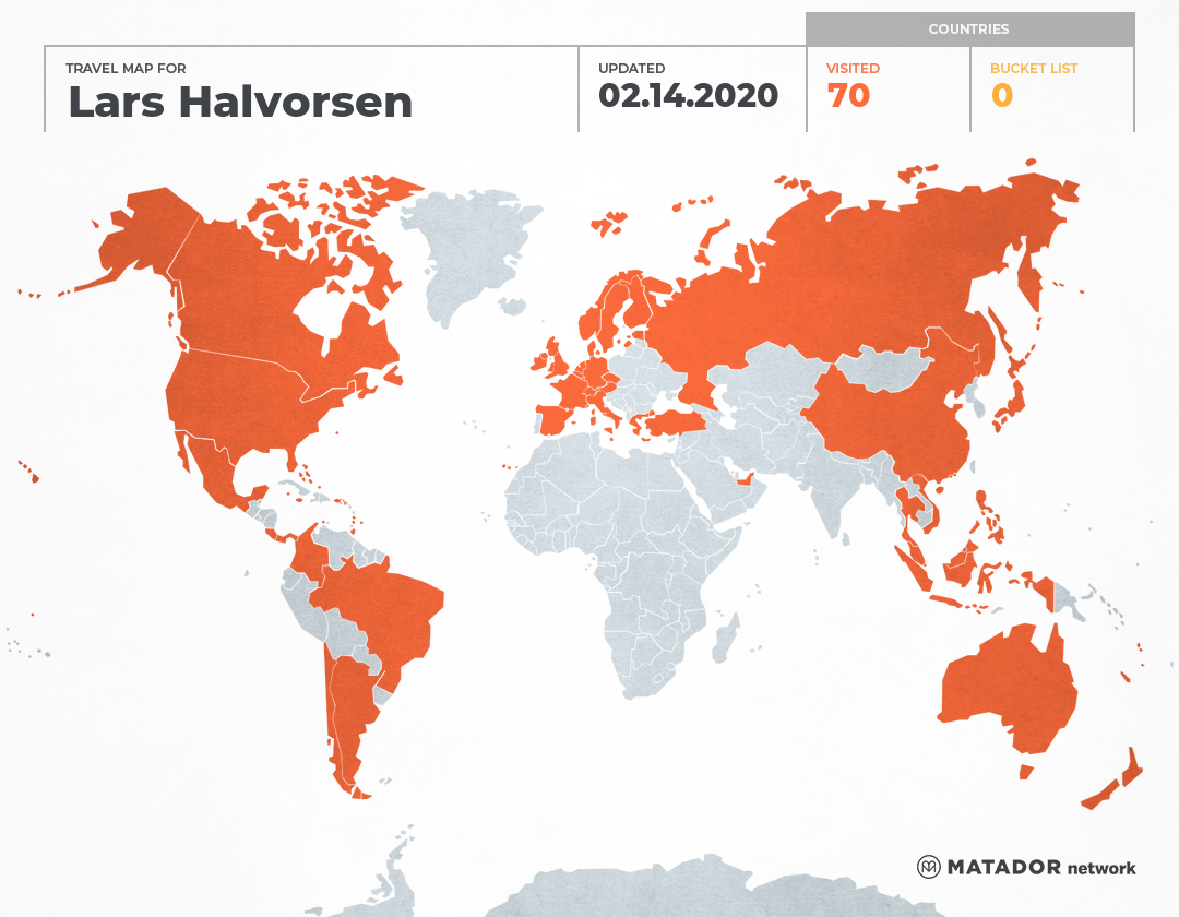 Lars Halvorsen’s Travel Map – Matador Network