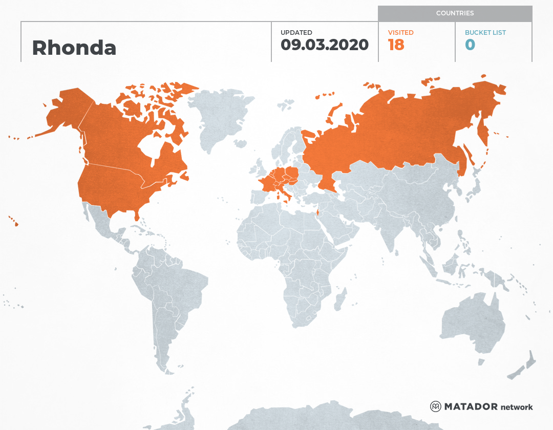 Rhonda’s Travel Map – Matador Network