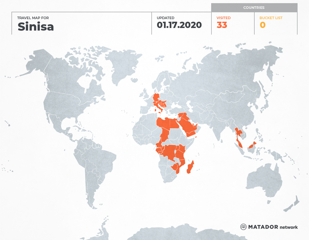 Sinisa’s Travel Map – Matador Network