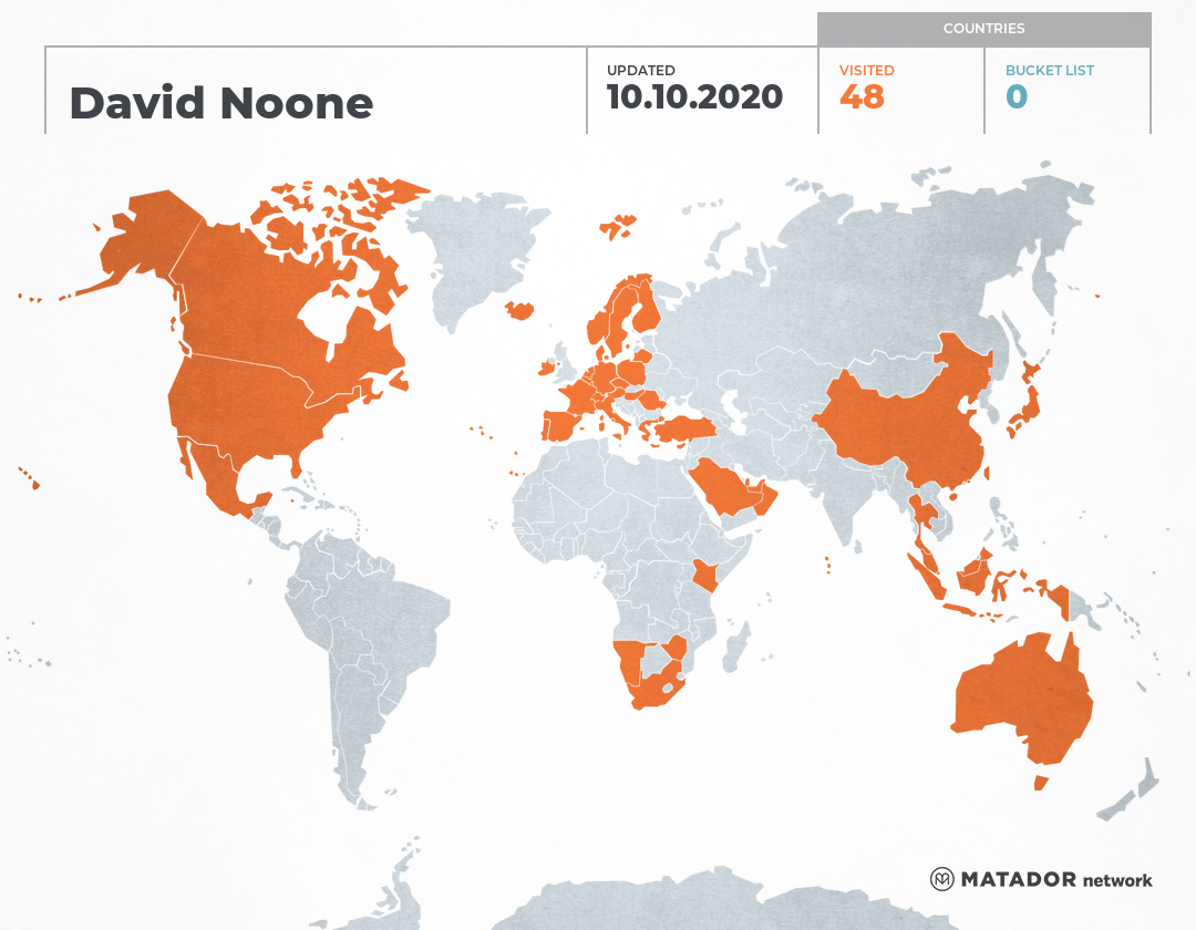 David Noone’s Travel Map – Matador Network
