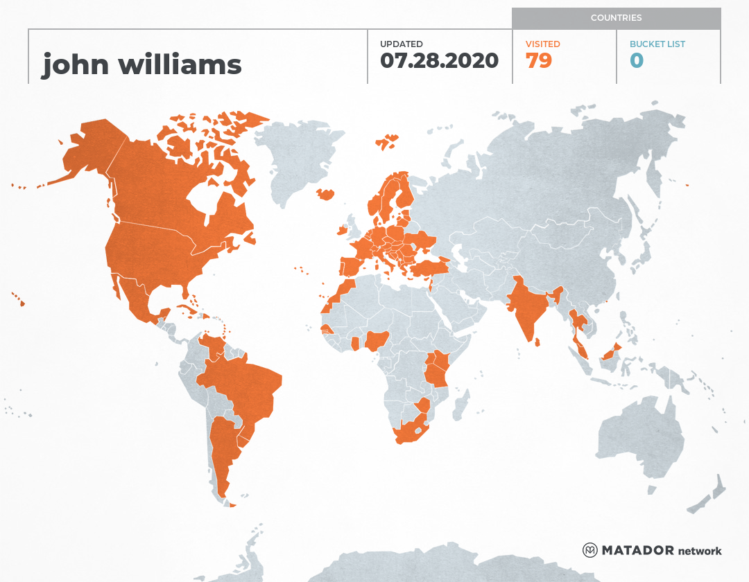 John Williams’s Travel Map – Matador Network